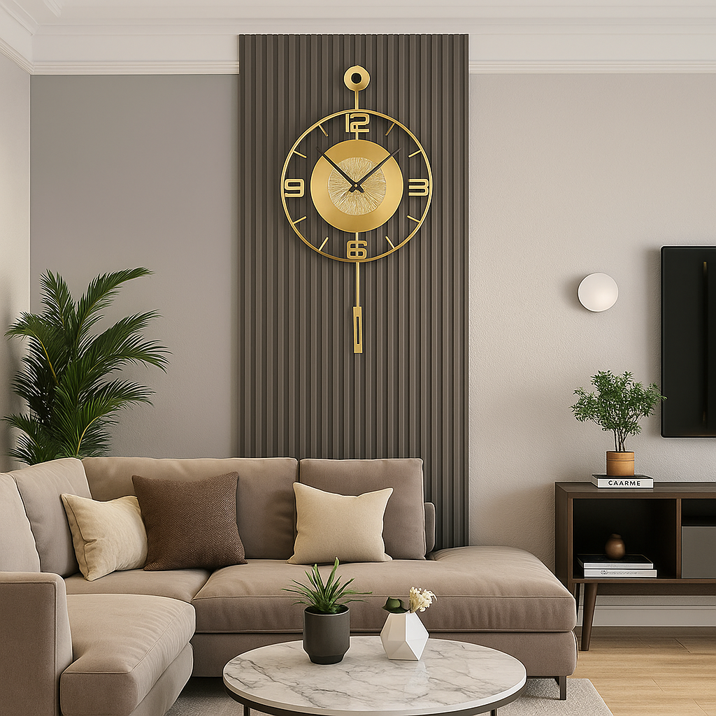 Orbit & Oak Wall Clock | Art-Inspired Silent Quartz Timepiece | Luxavogue